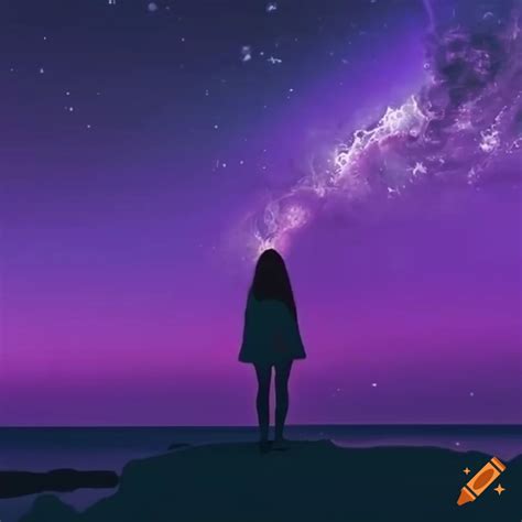Silhouette With A Telescope In A Vast Landscape With Binary Code On Craiyon