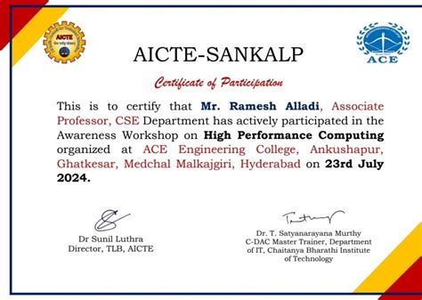 Ramesh Alladi On Linkedin Received The Participation Certificate From