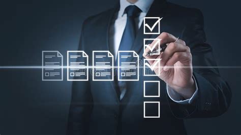 Businessman Checking Tasks List Documents Workflow Management Process Digital Checklist Planning