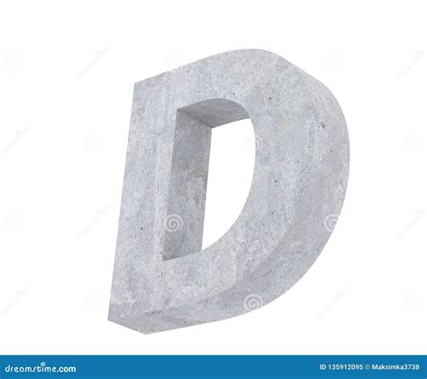 Concrete Capital Letter D Isolated On White Background 3d Render Illustration Stock