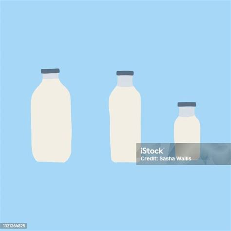 손으로 그린 낙서 라인 벡터 일러스트레이션 세트우유 다른 유리 병에 케피어 파란색 배경에 격리됩니다 가득 찬에 대한 스톡 벡터 아트 및 기타 이미지 Istock