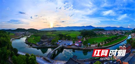 湖南江永晚霞映古村 景美如画组图 江永县 湖南频道 红网