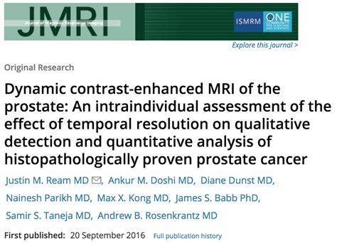 Dce Mri Of The Prostate Whats An Adequate Temporal Resolution — Prostate Mri