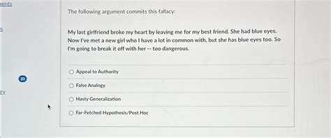 Solved The Following Argument Commits This Fallacy My Last