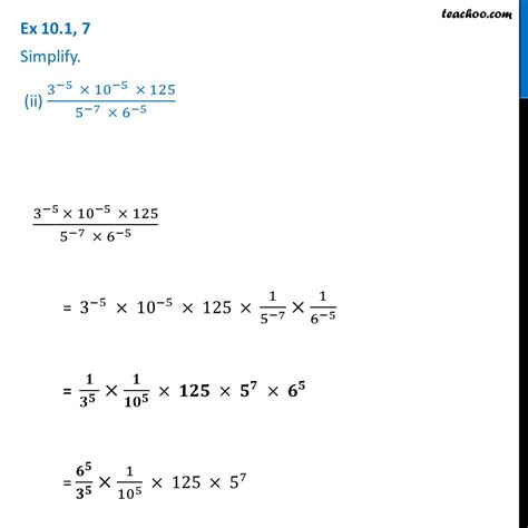 Ex 10 1 7 Simplify 3 5 10 5 125 5 7 6 5