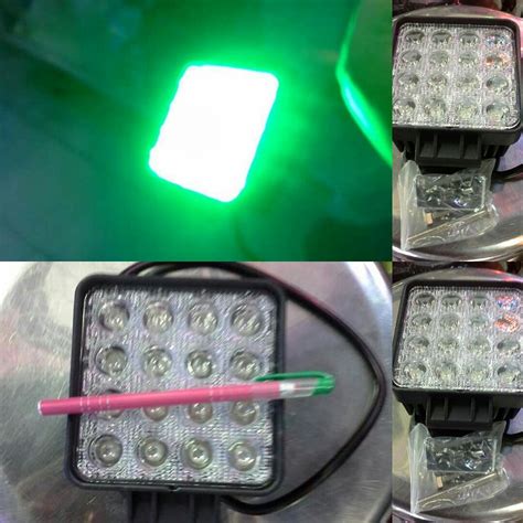 ไฟสปอร์ตไลท์ ชนิดแสงwhite Green แบบเหลี่ยม ขนาด 4 นิ้ว กำลังไฟ 48 Watt Led 16 ดวง X 3watt ไฟ