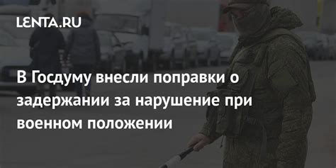 В Госдуму внесли поправки о задержании за нарушение при военном положении Политика Россия