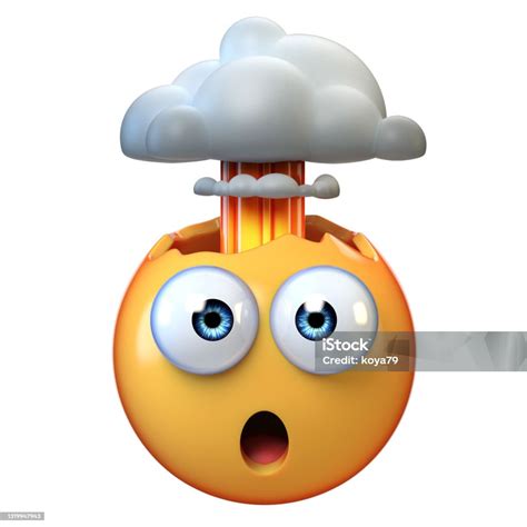 Foto De Emoji Explodido Da Mente Emoticon Cabeça Explodindo No Fundo