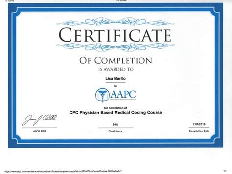 Aapc Course Certificate Of Completion Pdf