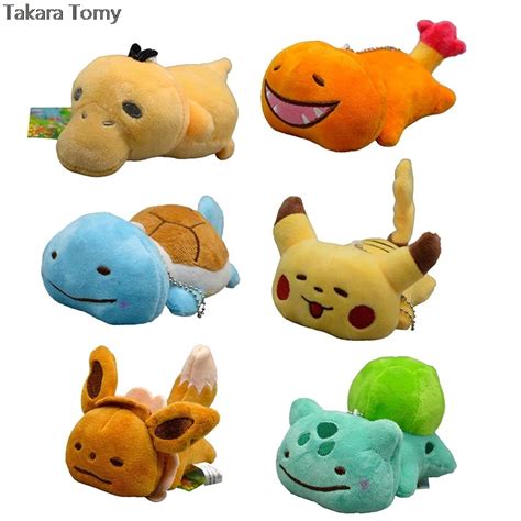 Takara Tomy 신제품 포켓몬 피카츄 에비 봉제 인형 10cm 봉제 키 체인 가방 펜던트 어린이 선물 6 개 세트 Null Aliexpress