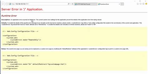 an application error occurred on the server
