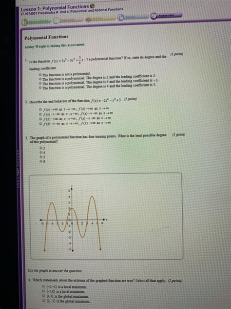 Solved Lesson Polynomial Functions Precalculus Chegg
