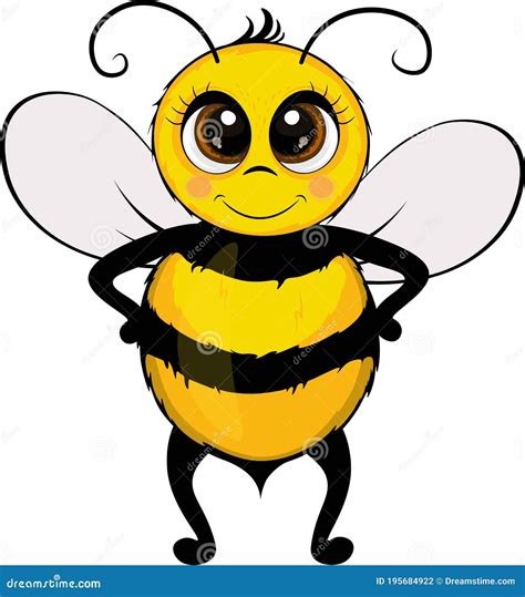 Bright Cute Bee Cartoon Vector Illustration Stock Vector