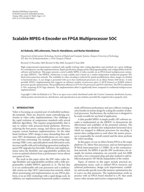 Kulmala Scalablempeg 4encodero Pdf Field Programmable Gate