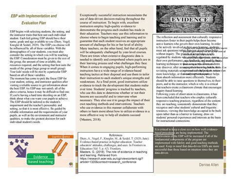 Ebp Implementation Plan Exceptionally Successful Instruction