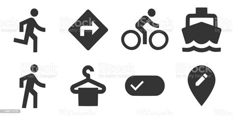 Set Of 8 Icons Maps Vector Collection Thin Line Web Icon Simple Set For