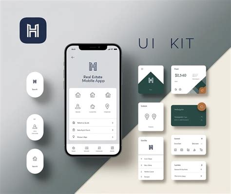 Real Estate Mobile App Ui Kit Premium Ai Generated Image