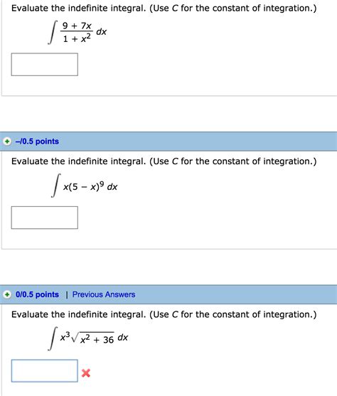 Solved Evaluate The Indefinite Integral Use C For The