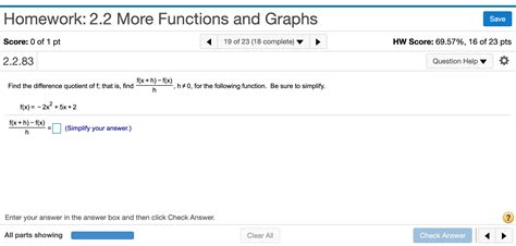 Solved Homework 2 2 More Functions And Graphs Save Score 0