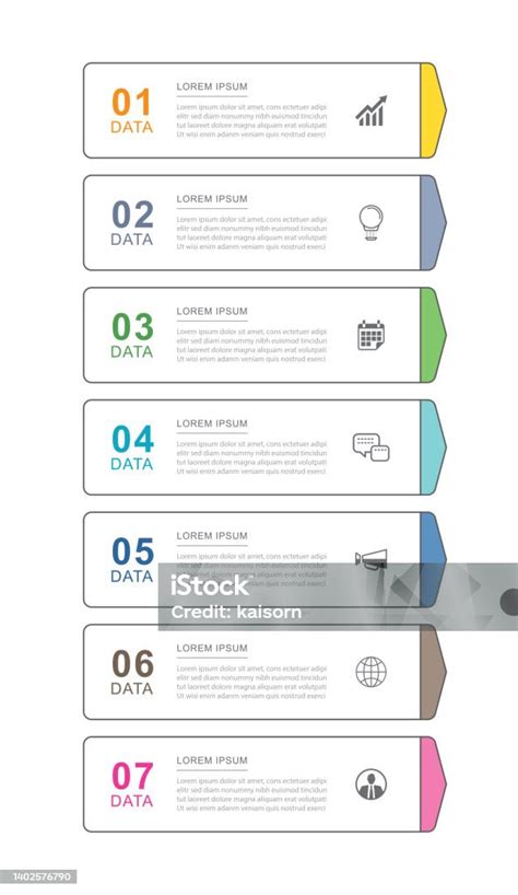 7 데이터 인포 그래픽 탭 얇은 선 인덱스 템플릿 벡터 일러스트 레이 션 추상 사각형 인포 그래픽 배경 7에 대한 스톡 벡터 아트 및 기타 이미지 Istock