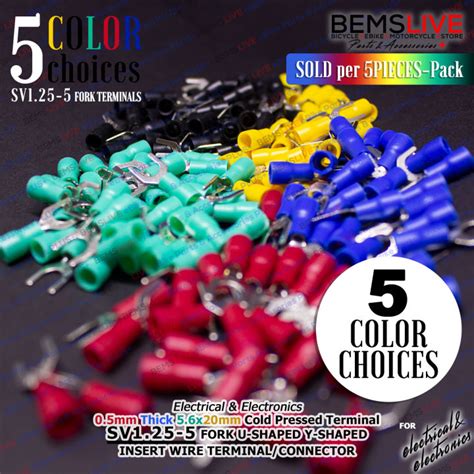 0 5mm Thick 5 6x20mm Cold Pressed Terminal Sv1 25 5 Fork U Shaped Y Shaped Insert Wire Terminal