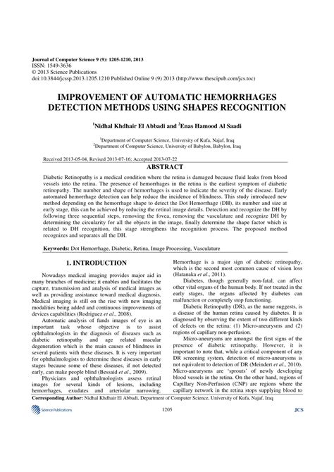 Pdf Improvement Of Automatic Hemorrhages Detection Methods Using Shapes Recognition