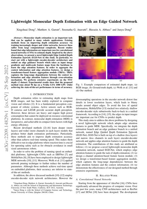 Pdf Lightweight Monocular Depth Estimation With An Edge Guided Network