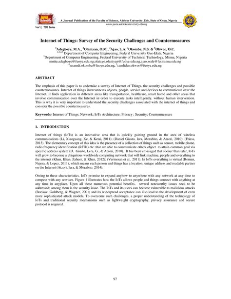 Pdf Internet Of Things Survey Of The Security Challenges And Countermeasures
