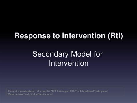 PPT Response To Intervention RtI Secondary Model For Intervention PowerPoint Presentation