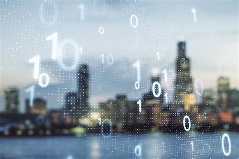 Premium Photo Double Exposure Of Abstract Virtual Binary Code