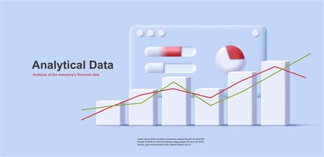 그래픽 및 차트와 큰 막대 차트가 앞에 있는 컴퓨터 화면이 있는 3d 그림 프리미엄 벡터