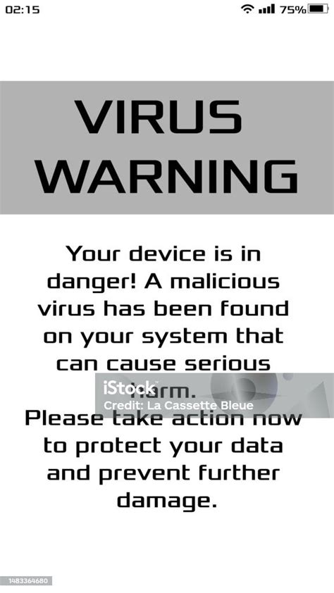 Virus Warning Interface Pop Up Alert On Phone Screen Vector Gui