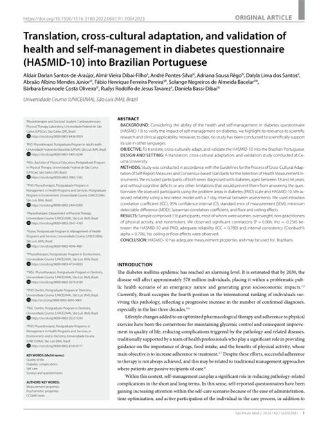Pdf Translation Cross Cultural Adaptation And Validation Of Health And Self Management In