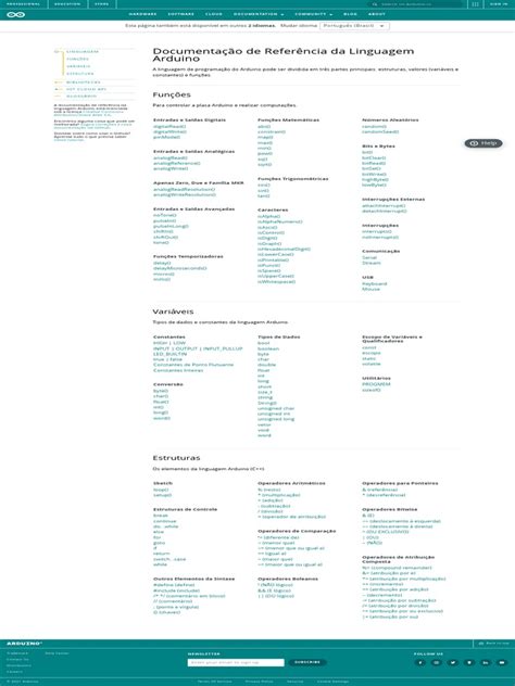 Documentação De Referência Do Arduino Documentação De Referência Do Arduino Pdf Arduino