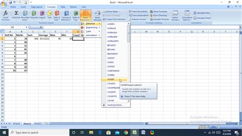 Excel Inbuilt Functions Count And Counta Computer Education From