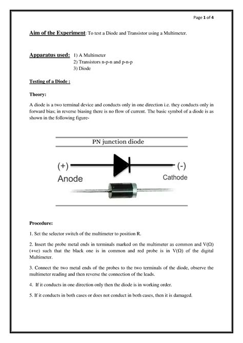 Test Diode Using Multimeter Bachelor Of Science Studocu