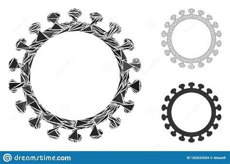 Triangle Mosaic Virus Shell Icon And Vector Mesh Wire Frame Model Stock Illustration