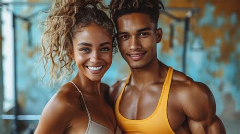 Gym Buddies Fit Couple Sharing A Smile Premium Ai Generated Image
