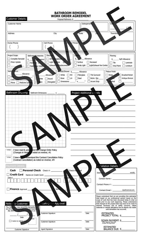 Detailed Bathroom Remodel Construction Contract New Or Remodeling