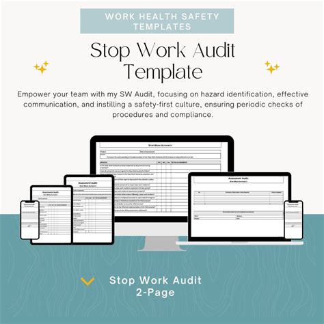 Stop Work Audit Template Safety Compliance Digital Download Etsy
