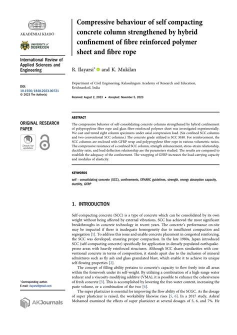 Pdf Compressive Behaviour Of Self Compacting Concrete Column