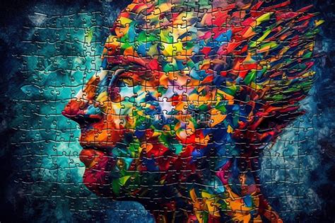 Face Made Of Colorful Puzzle Pieces Representing Fresh Ideas And The Process Of Finding