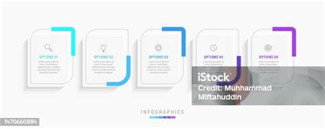 아이콘과 5가지 옵션 또는 단계가 있는 벡터 인포그래픽 레이블 디자인 템플릿입니다 프로세스 다이어그램 프레젠테이션 워크플로 레이