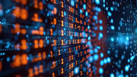 binary code stream flowing on dark background representing big data