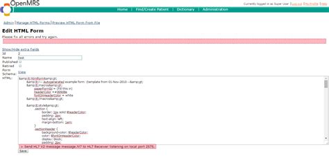 Error Obtained On Submitting An Edited Html Form In The Html Formentry