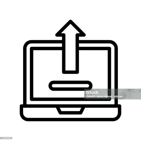 오프라인 스타일의 화살표 벡터가 있는 라이브 및 스트리밍 관련 노트북 화면 0명에 대한 스톡 벡터 아트 및 기타 이미지 0명