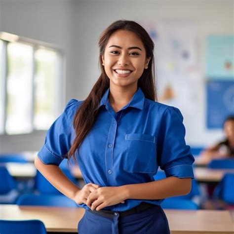 Premium Photo Photo Portrait Of Hot Smiling School Teacher In Classroom