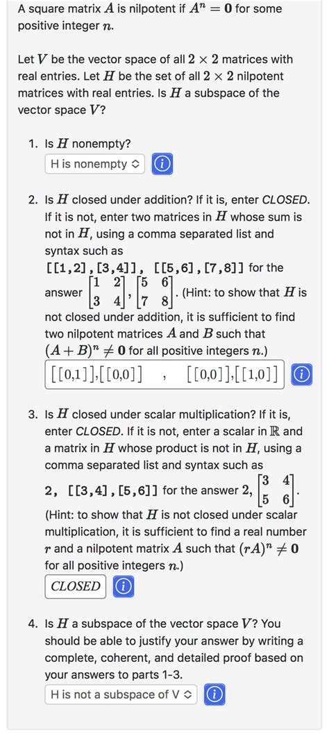 solved a square matrix a ﻿is nilpotent if an 0 ﻿for some