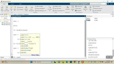 Matlab Sect 8 Working With Fractions And The Symbolic Math Toolbox Part 2 Youtube