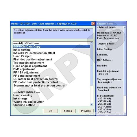 Epson Xp 2100 Xp 2105 Adjustment Program Orpys